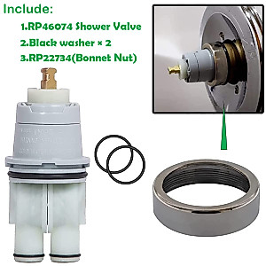 RP46074 Shower Cartridge Assembly Compatible For Shower and Tub 13/14 Series Faucet, Single-handle Universal Valve Cartridge Repair Assembly, Include RP22734 Bonnet Nut Replacement