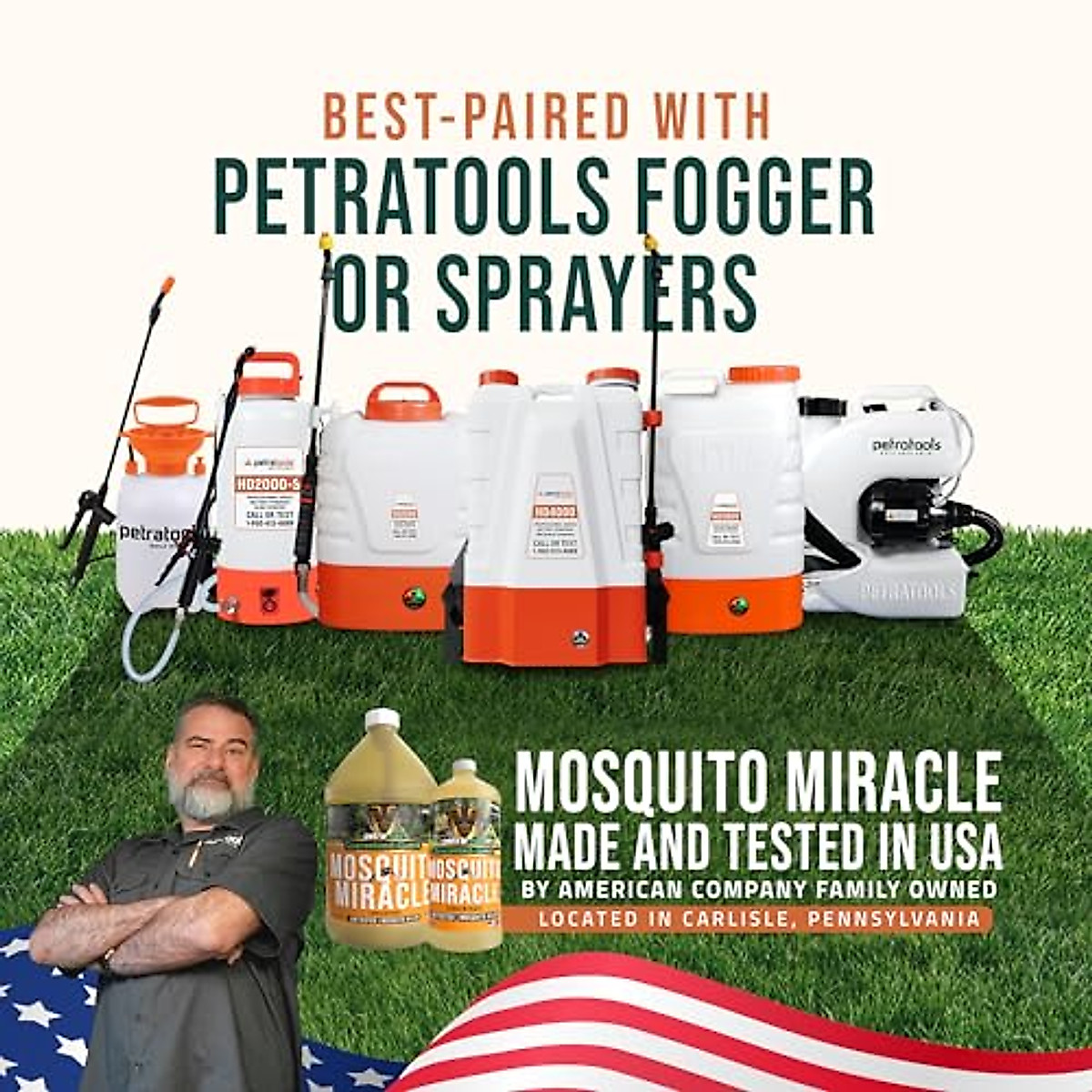 PetraMax Mosquito Miracle - Mosquito Spray for Yard, Mosquito Killer - Mosquito Fogger Liquid, Pet and Kid Safe Mosquito Yard Spray, Tested Formula - Mosquito Fogger Outdoor Spray, 32Oz