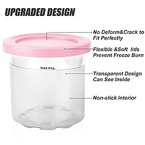 2 Pack Replacement Containers for Ninja Creami Pints and Lids, Reusable Ice Cream Containers with Lids Creami Containers Compatible with NC301 NC300 NC299AMZ Series Ice Cream Maker (Pink, Gray)