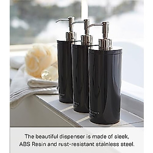Yamazaki 2929 Tower Shampoo Dispenser Contemporary Bottle Pump for Shower, Round, Black & Silver