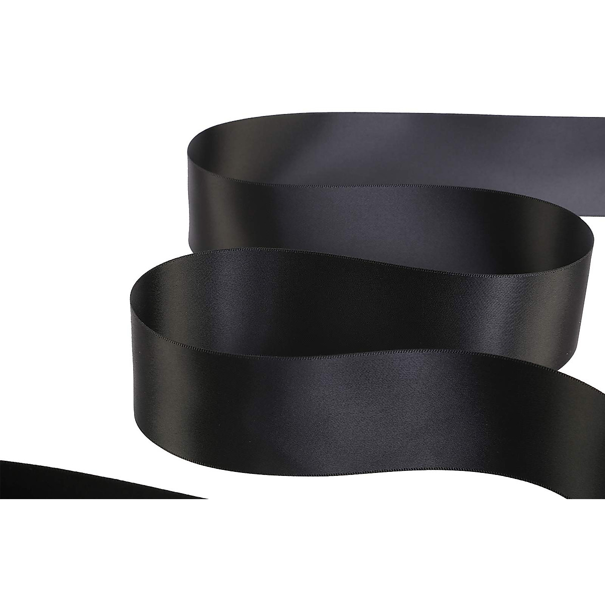 Ribbonitlux 2" Wide Double Face Satin Ribbon 25 Yards (030-Black）, Set for Gift Wrapping, Party Decor, Sewing Applications, Wedding and Craft