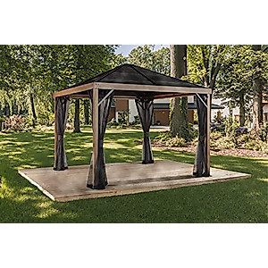 Sojag Outdoor 8' x 8' Sanibel Hardtop Gazebo Outdoor Sun Shelter, Wood Finish