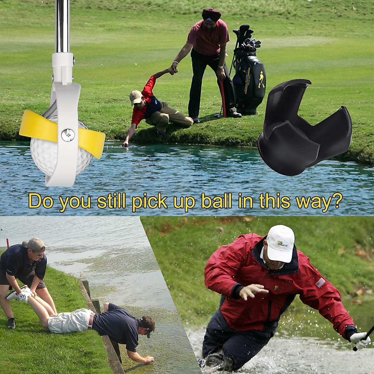 Golf Ball Retriever, Golf Ball Retriever Telescopic for Water with Spring Release-Ready Head, Ball Retriever Tool Golf with Grabber Tool, Golf Accessories Golf Gift for Men (1.3, 9ft)
