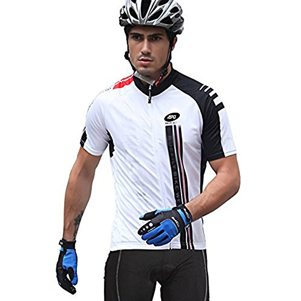 Cycling Padded Shorts Bike Shirts Full Zip Bicycle Clothing with 3 Pockets M