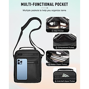 WEPLAN Crossbody Bag for Men, mini man purse,Travel Messenger Shoulder Bag for Men, Small Side Bags for Mens