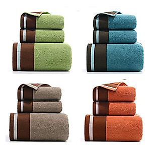 3 Piece Bath Towel Set, Combed Cotton Bath Towels Absorbent Bath Sheets Soft Shower Towels Bathroom Hand Towel Luxury Bath Towels Sets for Bathroom,Green