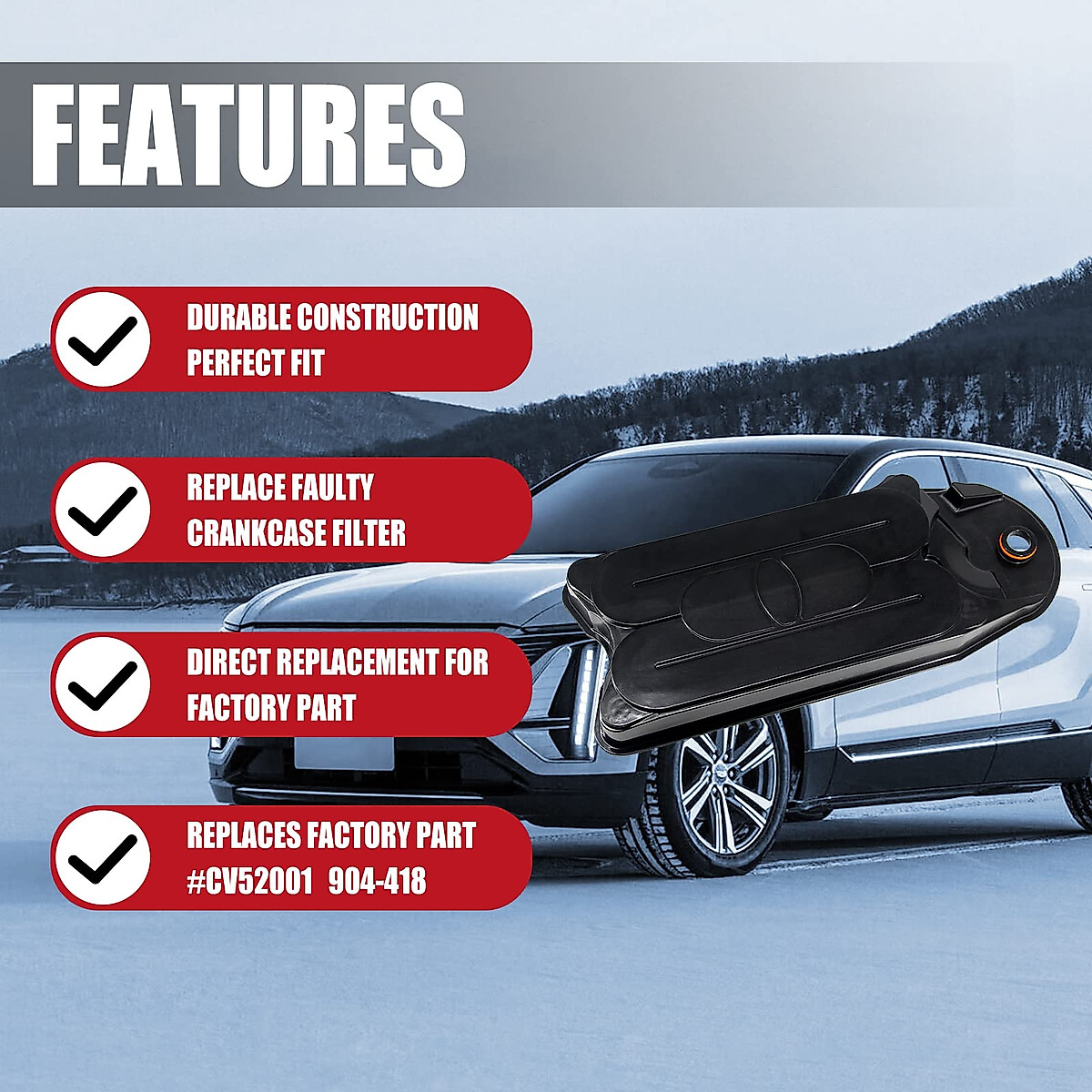 CV52001 Crankcase Ventilation Filter Breather Element Cummins CCV Filter Compatible with Dodge Ram 2500 3500 4000 4500 5500 Ford F650 750 904-418 4936636 68002433AC