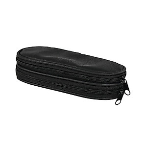 HOME-X Double Eyeglass Holder, Black Leather Pouch with 2 Compartments, Travel Bag, Toiletry Pack, Pencil Case