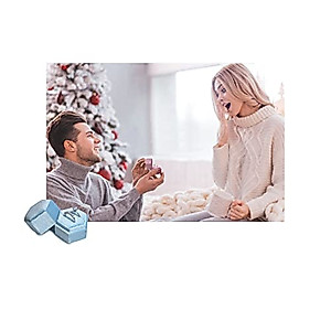 Velvet Ring Box, Hexagon Ring Holder, Double Slots Rings Bearer Jewelry Boxs 2 slot for Proposal,Engagement,Wedding(Light Blue)