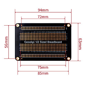 GeeekPi Electronic Fun Kit,with 3PCS Half Sized Breadboard Cable Resistor LED Potentiometer for Electronic Learning Kit, Compatible with Arduino IDE, UNO R3, MEGA2560, Raspberry Pi Range(Black)
