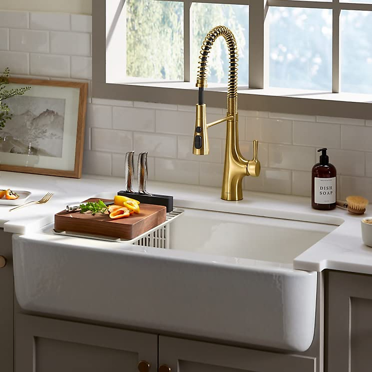 Kohler K-28874-0 Kohler K-28874 Tempered 35-5/8" x 21-5/16" x 9" Undermount Single-Bowl Farmhouse Workstation Kitchen Sink with Tall Apron