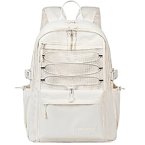 Verdancy Kawaii Backpack for Teens School College Students Travel Checkered Aesthetic Bookbag Schoolbag Casual Daypack (White, Large-Fit 15.6" Laptop)