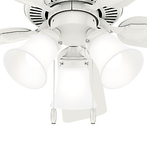 Hunter Swanson Indoor Ceiling Fan with LED Lights and Pull Chain Control, 44", Fresh White