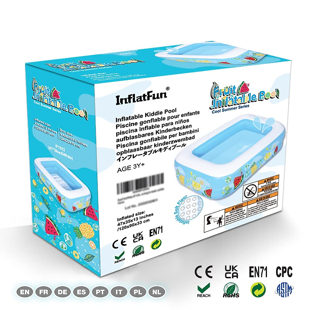 Kiddie Pool, 60"×41"×18" Inflatable Pool with Inflatable Soft Floor, Cool Summer Swimming Pool for Kids and Family, Blow Up Pool for Backyard, Garden, Indoor, or Outdoor