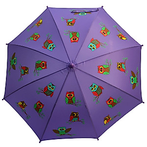 Foxfire for Kids Solid Pattern Umbrella Purple with Colorful Owls