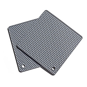 Gourmanity Cook 4 Pack, Silicone Trivet Set | Heat-Resistant Mats for Countertops | Grey Silicone Hot Pads for Kitchen | Non-Slip Silicone Trivets for Hot Pots & Pan