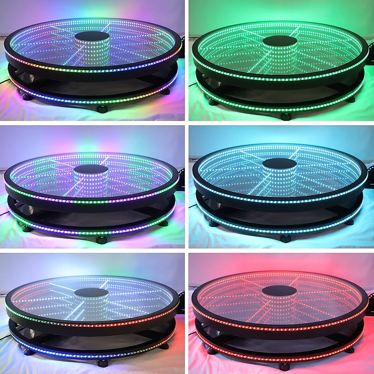 MWE 360 Photo Booth Machine Glass Bottom for Parties with RGB Lights,Software APP Remote Automatic 360 Spin Camera Booth Flight Case 39.4" 100cm for 3-5 People to Stand on