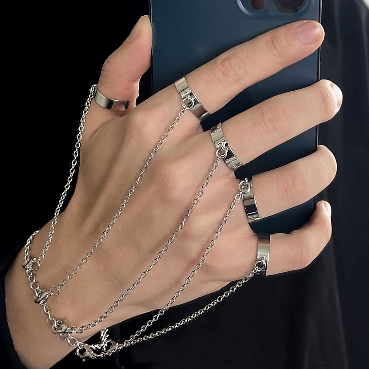 Hand Chain Bracelet Ring Bracelet Hand Chain Dainty 14K Gold Finger Ring Bracelet Trendy Adjustable Rhinestone Finger Ring Hand Chain for Women Gifts Trendy Stuff