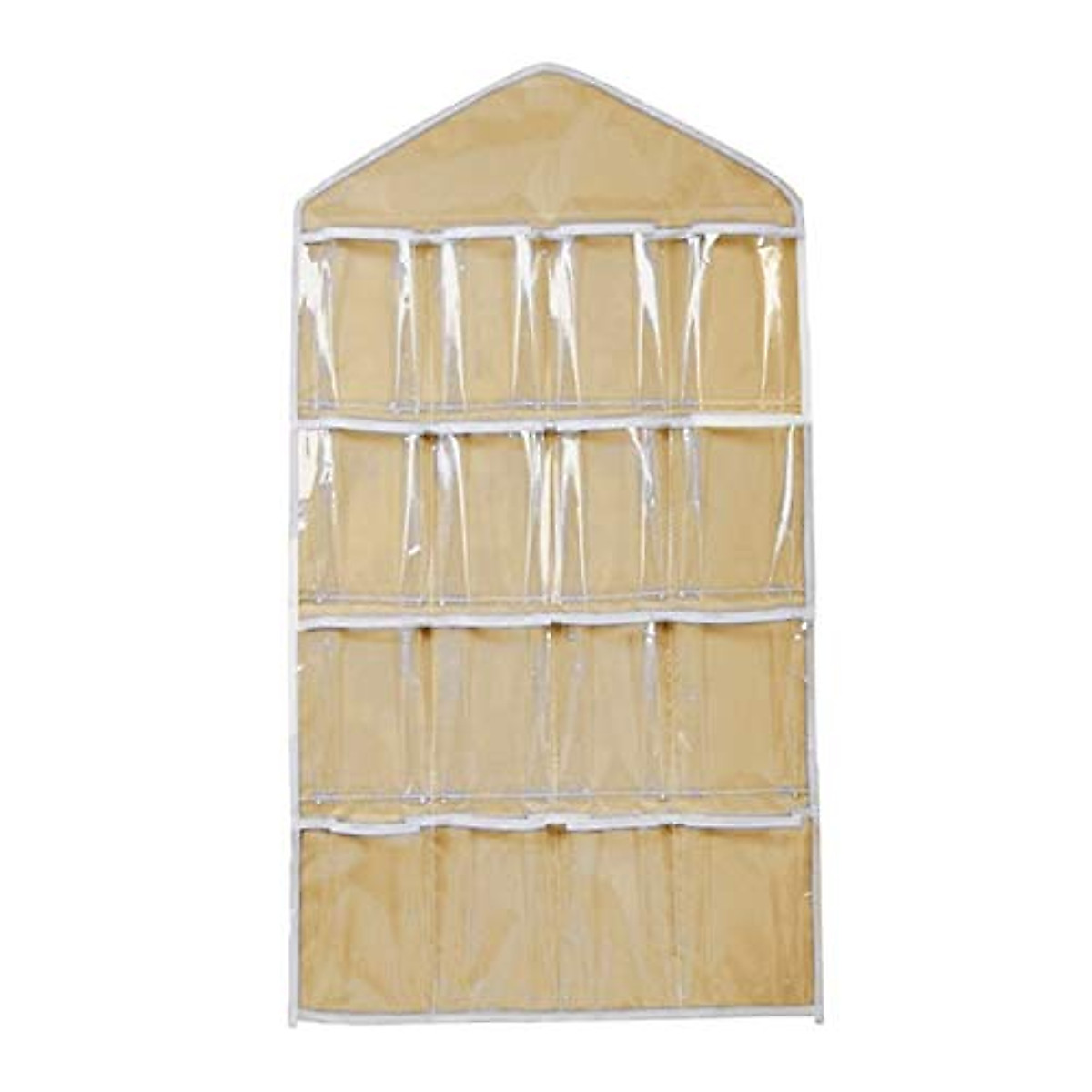 HTDBKDBK Wall Hanging Storage Bag,16Pockets Bag Socks Bra Underwear Rack Hanger Organizer, Beige, One Size