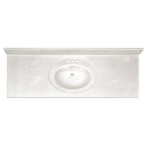 Design House 553354 Single Bowl Cultured Marble Vanity Top, 61 22-Inches, White