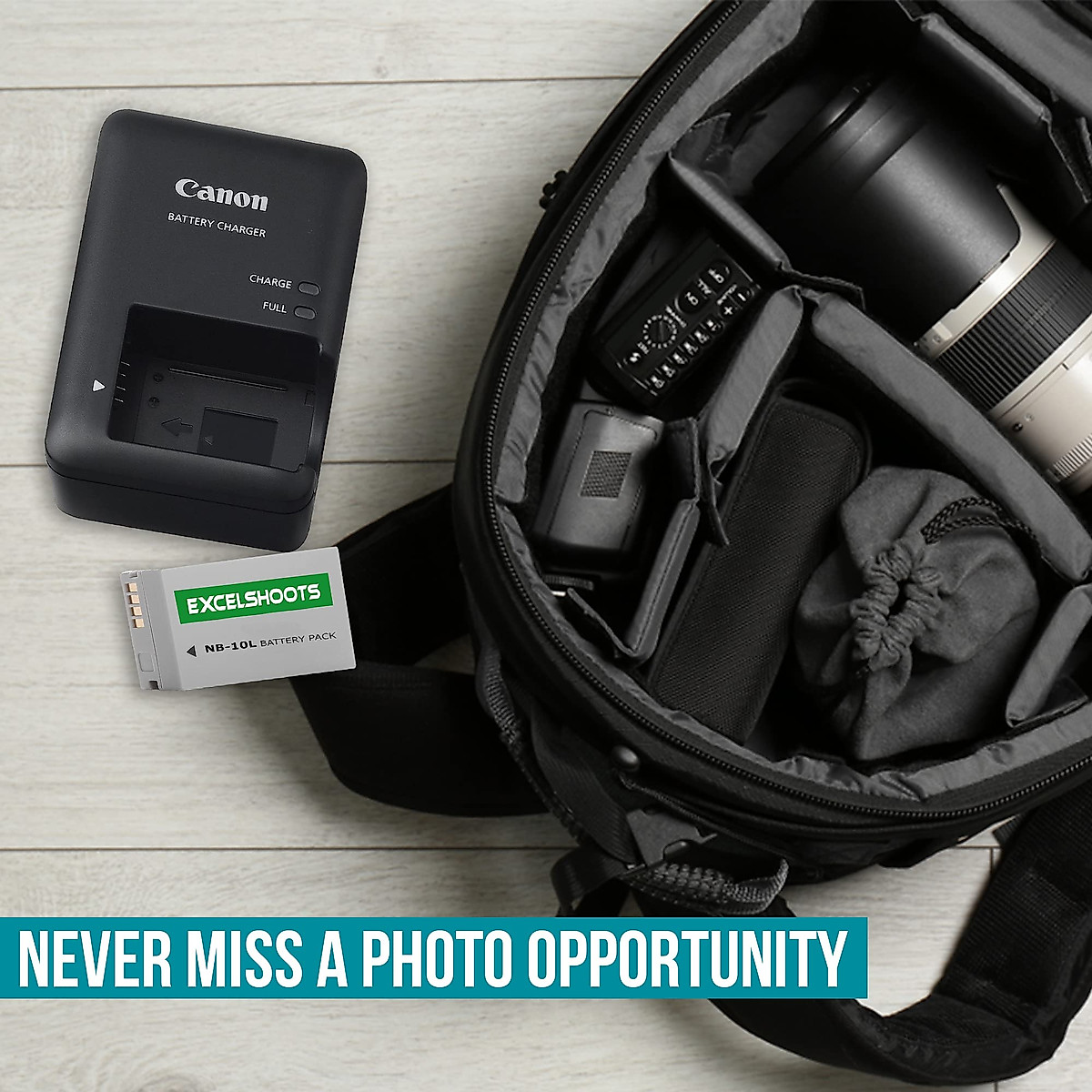 Excelshots CB-2LC Battery Charger + Professional NB-10L Li-ion Battery Pack| Battery Charger| Compatible with Canon PowerShot SX40 HS, SX50 HS, SX60 HS, G1X, G3X, G15, G16, Digital Camera