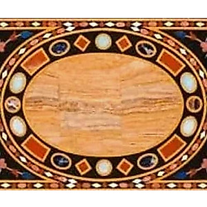 Pietra Dura Black Marble Inlay Rectangular 48" x 30" Inch Coffee Table Top, Stone Inlaid Top for Wall Decor, Breakfast Table Top, Living Room Furniture, Piece Of Conversation, Family HeirLoom