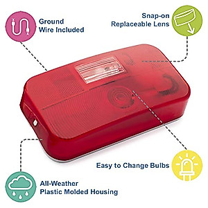 Lumitronics Red Surface Mount Light - Stop/Turn/Tail/Backup for RV, Trailer, Camper, 5th Wheel and Motorhomes (White)