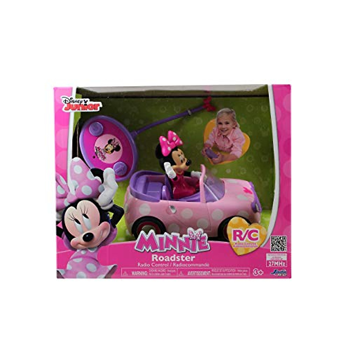 Disney Junior Minnie Mouse Roadster RC Car with Polka Dots, 27 MHz, Pink with White Polka Dots, Standard (97161)