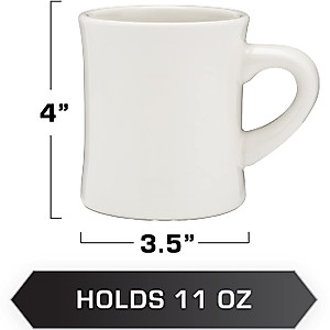 COLETTI Off White Coffee Mugs Set Of 6 – Diner Coffee Mug 11 oz – Mug Set, Stoneware Coffee Mugs, Coffee Cups Ceramic – Diner Coffee Mugs Heavy Retro Style – Dishwasher & Microwave Safe