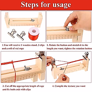 YAMSLAM Wooden Jig Bracelet Maker Adjustable Bracelet Maker with 2 Clips Wood Bracelet Jig with 1 Roll 77 YD Braided Rope U Shape Clear Scale Bracelet Jig Kit for Bracelets Necklaces Car Hangings