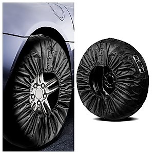 Sun Protection Waterproof Car Spare Tire Cover with Tool Bag Design,Prevent The Spare Tire Wear Aging Snow Tire Storage Bag Travel Accessories for Most Car SUV Truck(Fits for Tire Diameter 17-23inch)