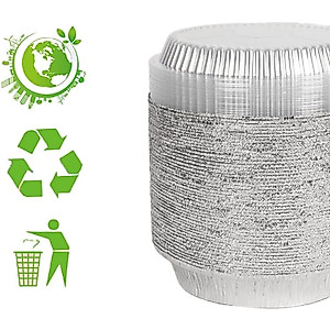 WHDepot 9'' Inch Round Tin Foil Pans Disposable Aluminum Pans with Clear Lids (30 Pack), Freezer & Oven Safe - For Baking, Cooking, Storage, Roasting, & Reheating, Recyclable, Pack of 30