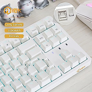 IROK FE87/104 Pro Wireless hot-swappable Gaming Keyboard, backlighting Mechanical Keyboard, Silenced Construction, Bluetooth/2.4G/Wired for Windows PC Gamers White-Red Switch