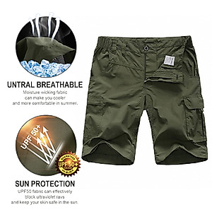 linlon Kids' Cargo Pants, Boy's Casual Outdoor Quick Dry Waterproof Hiking Climbing Convertible Trousers #9016-Army Green-XS