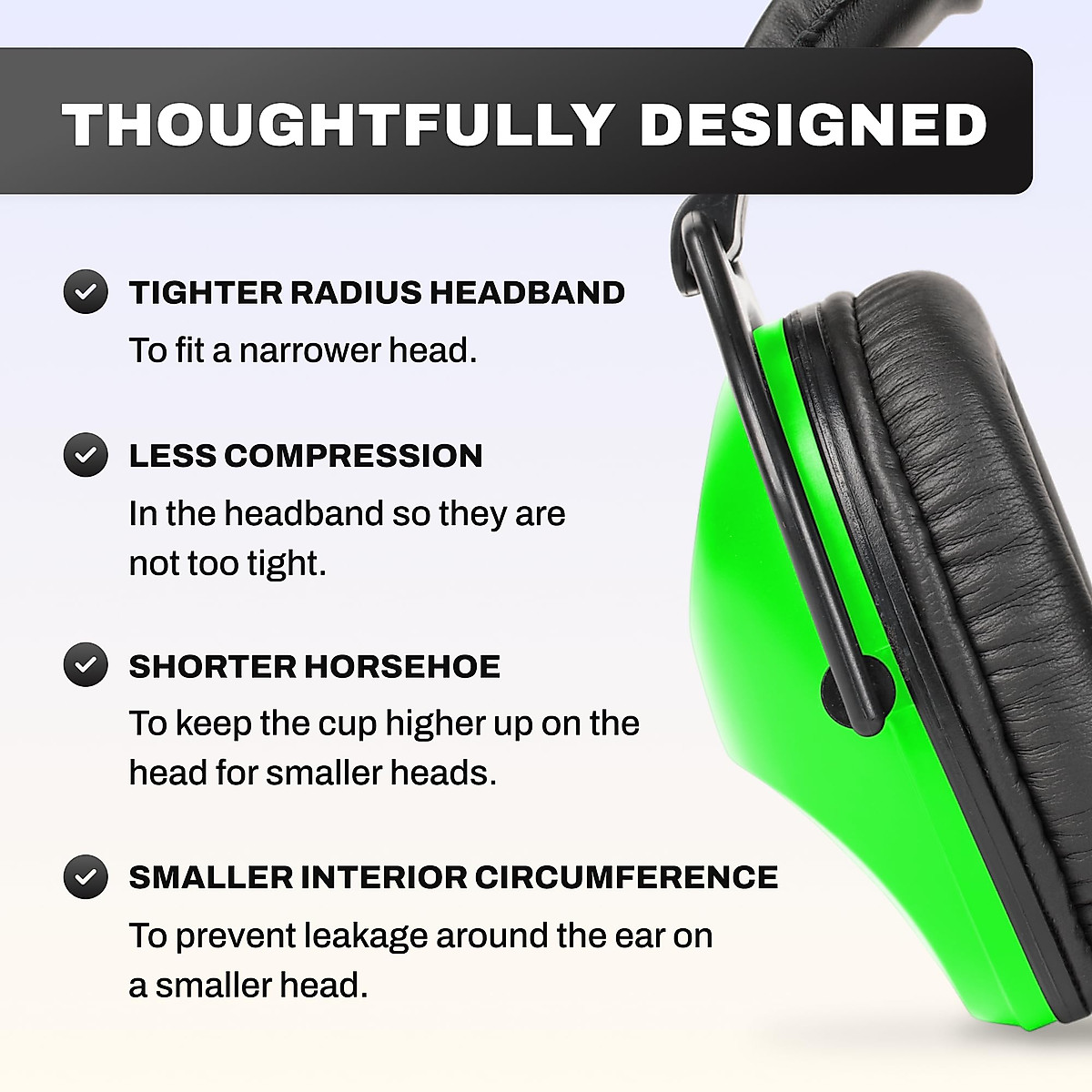 Pro Ears ReVO Passive Ear Muffs, Perfect for Children & Adults with Smaller Heads, NRR 25, Comfortable Fit w/Proform Leather Cushions, Ideal for Hunting, Concert, Racing, USA-Made, Zombie