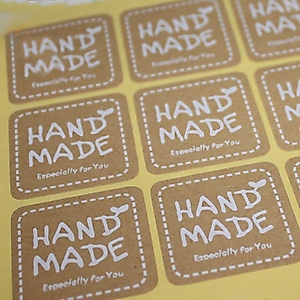AKOAK 20 Sheets 240 Pcs/Lot Square White Hand Made Stickers Kraft Paper Sticker Labels DIY Handmade Envelopes Stickers and Gift Packaging Bake Decoration Seal Stickers