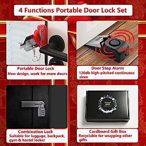 Upgraded Portable Door Lock & Door Stop Alarm, Home Security Door Locker Devices & Door Stopper, Perfect Christmas Gifts Self Defense Travel Essentials for Hotel Apartment Airbnb Additional Safety