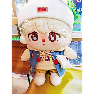 niannyyhouse 10cm Plush Doll Clothes Little Red Flower Set Elasticity Hat Hoodie Pants Vest Backpack Canvas Shoes Soft Stuffed Plush Toy Dress Up (10cm)