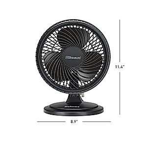 HOLMES BLIZZARD 7" Table Fan, 2 Speeds, 3 Blades, 85° Oscillation, 20° Adjustable Head, Home, Bedroom and Office, Charcoal Matte