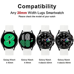 Wanme for Samsung Galaxy Watch 4/5 Bands 40mm 44mm, Galaxy Watch 5 Pro Band 45mm Women Men, 20mm Adjustable Soft Silicone Sport Strap Replacement Wristbands for Samsung Watch 4/5 Bands (White)