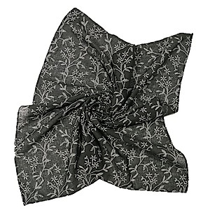 Shanlin Unisex Cotton Square Scarves 24x24 (Floral-Black)
