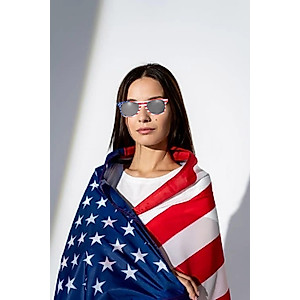 QYVEWY 12 Pack American Flag Sunglasses Bulk for Adult Classic Patriot 4th of July Independence Day Supplies (12White frame)