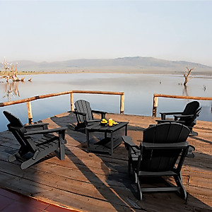 SERWALL Outdoor Coffee Table Weather Resistant Adirondack Console Table HIPS Tables for Patio- Gray