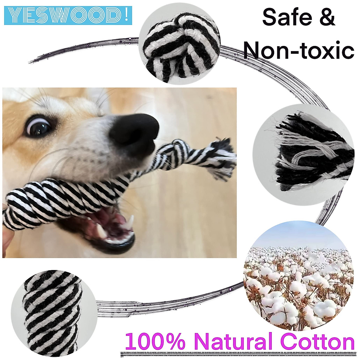 YESWOOD! Puppy Rope Toys for Small Dogs, Rope Candy Toys, Puppy Dental Cleaning Chew Toys Knots Dog Rope Toy for Aggressive Chewers Smart Newborn Pet and High Active Puppies (4 Packs)