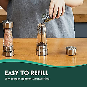 KucheCraft Pepper Grinder - Easy Grip Pepper Mill Grinder or Salt Grinder Refillable - Stainless Steel Peppercorn Grinder with Upgraded Grinding Precision