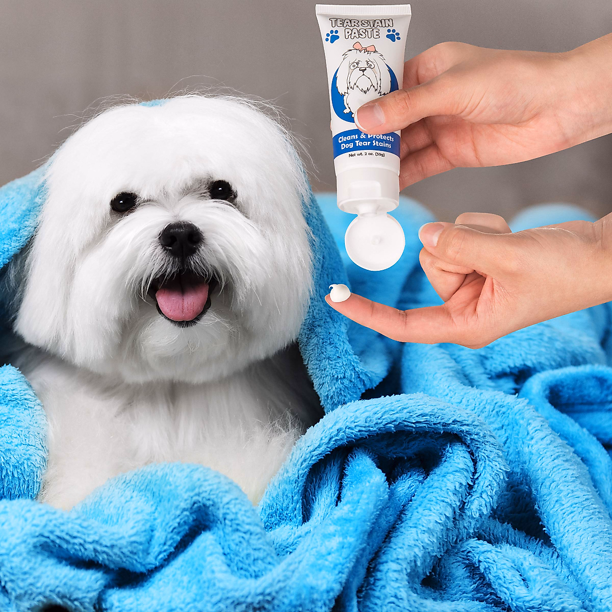 Squishface Tear Stain Paste (2oz) & 5x7 Wipes Bundle - Anti-Itch, Deodorizing, Tear Stain Remover – Great for English Bulldog, Pugs, Frenchie, Bulldogs, French Bulldogs & Any Breed