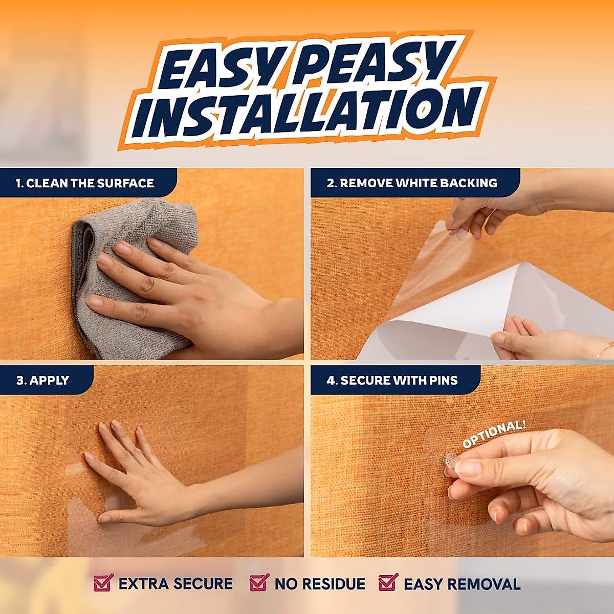 Panther Armor Anti Scratch Furniture Protector, 6-Sheets + 36 Pins, Couch Guards from Cat Claws, 100% Transparent, Stop Cats & Dogs from Scratching Furniture, Heavy Duty