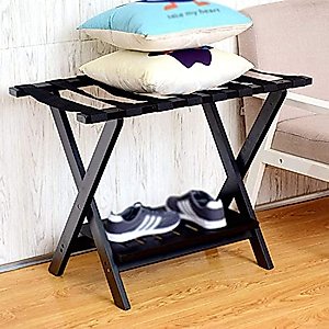 Guest Room Luggage Rack, Folding Suitcase Stand Luggage Rack Luggage Rack, Bedside Storage Rack, Clothes Rack, Foldable Solid Wood Luggage Rack, for Bedroom, Hotel, Guest Room, Hotel (Color : White, S