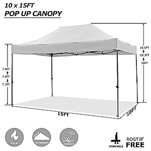 COBIZI 10x15 Pop up Canopy Gazebo 3.0, Easy up Heavy Duty Canopy with 4 Removable Sidewalls, High Stability, All Weather Sunshade 100% Waterproof Outdoor Canopy Tents, White