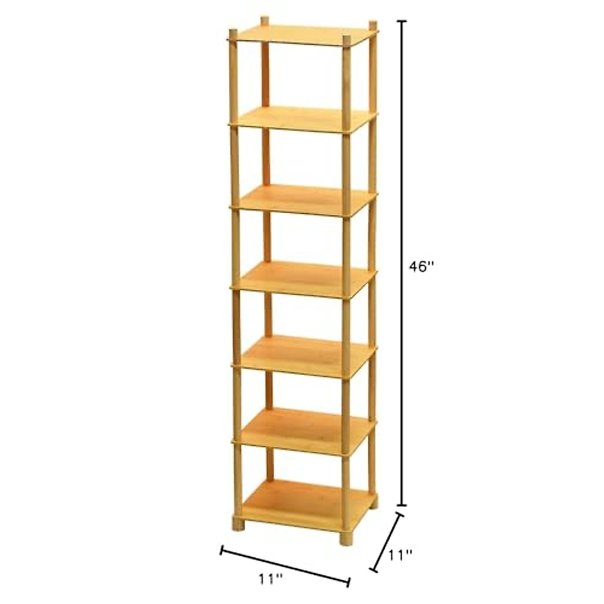 Vutlue Vertical Bamboo Shoe Rack, 7 Tier Narrow Free Standing Shoe Rack Organizer for Entryway, Skinny Standing Shoe Rack Shelf for Bedroom Closet Small Spaces